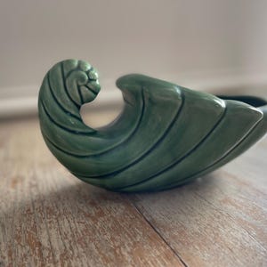Vintage Pottery Green Cornucopia Planter | Mid Century Fall Ceramic ...