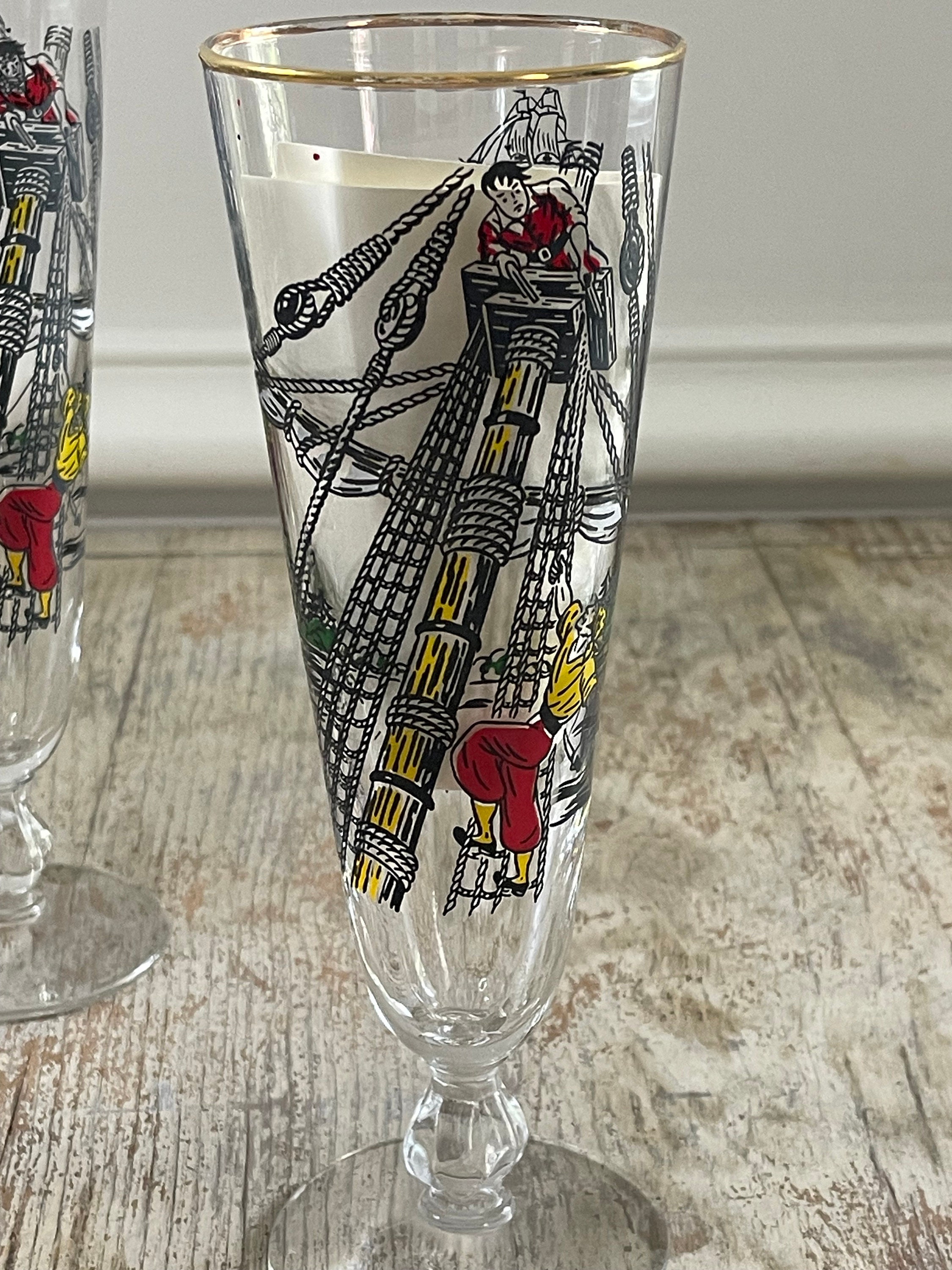 Vintage Libbey Treasure Island Pirate Tall Pilsner Glasses - Etsy