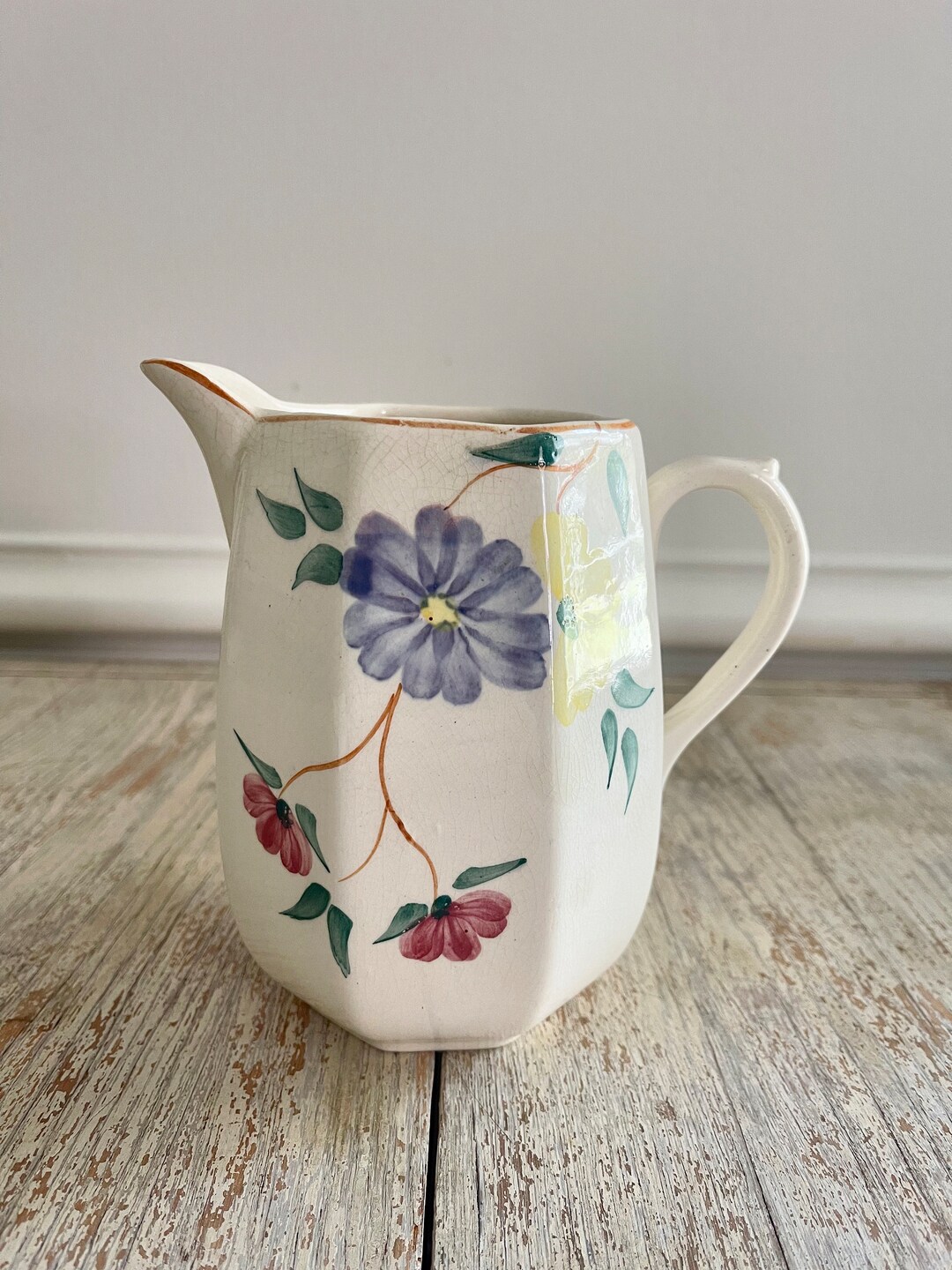 Antique Keele Street Pottery England Handpainted Floral Pitcher | KSP ...