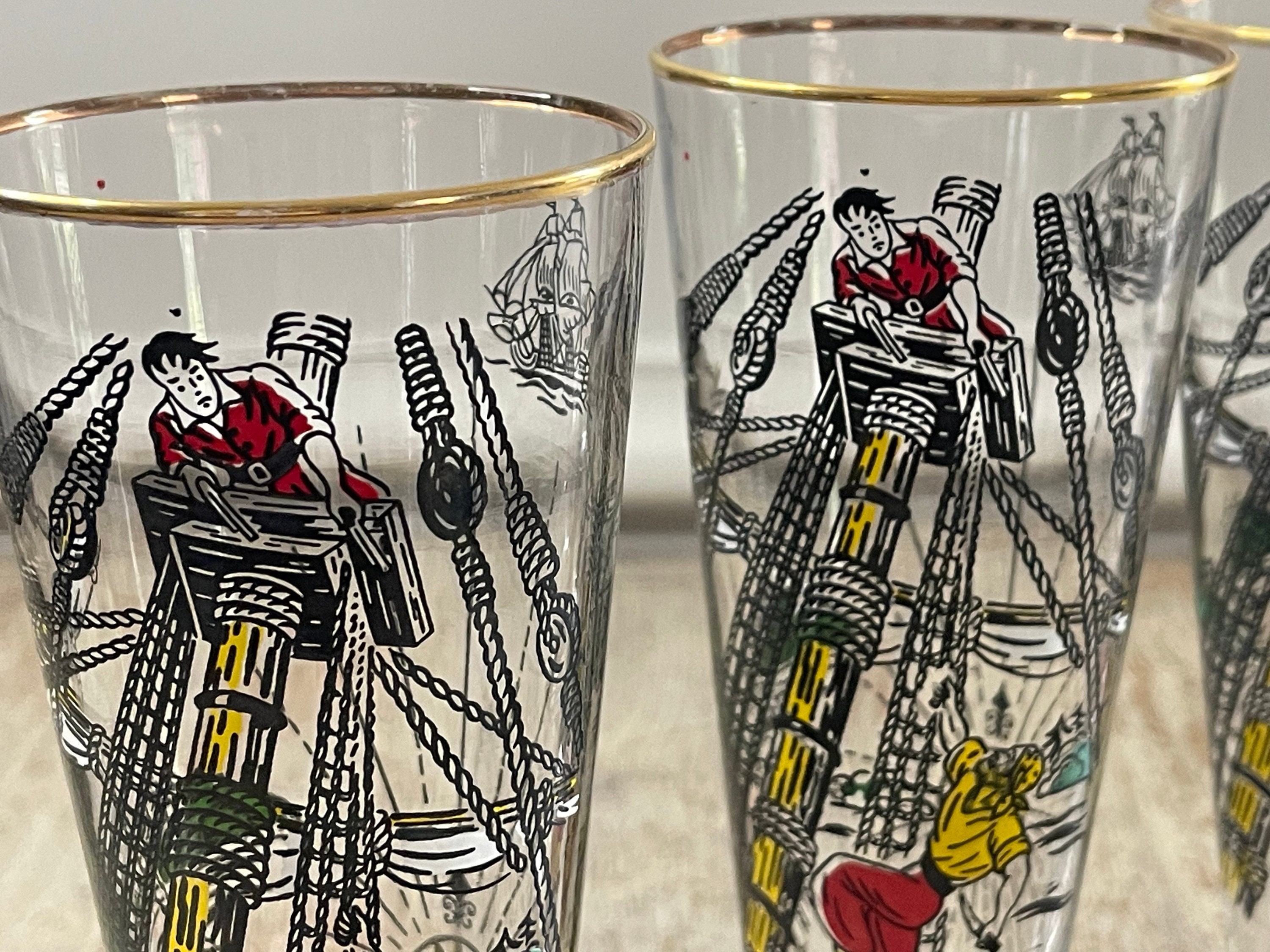 Vintage Libbey Treasure Island Pirate Tall Pilsner Glasses - Etsy