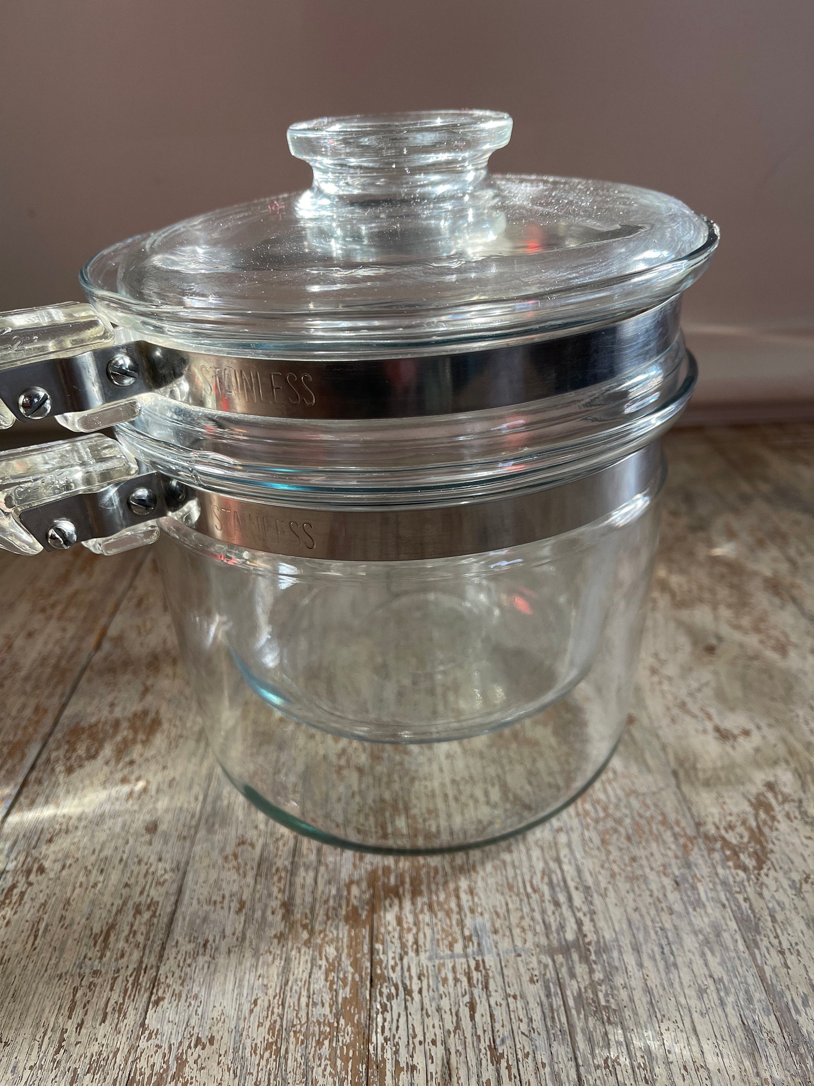 Vintage Pyrex Flameware Double Boiler 1.5 Quart With Insert and Lid ...