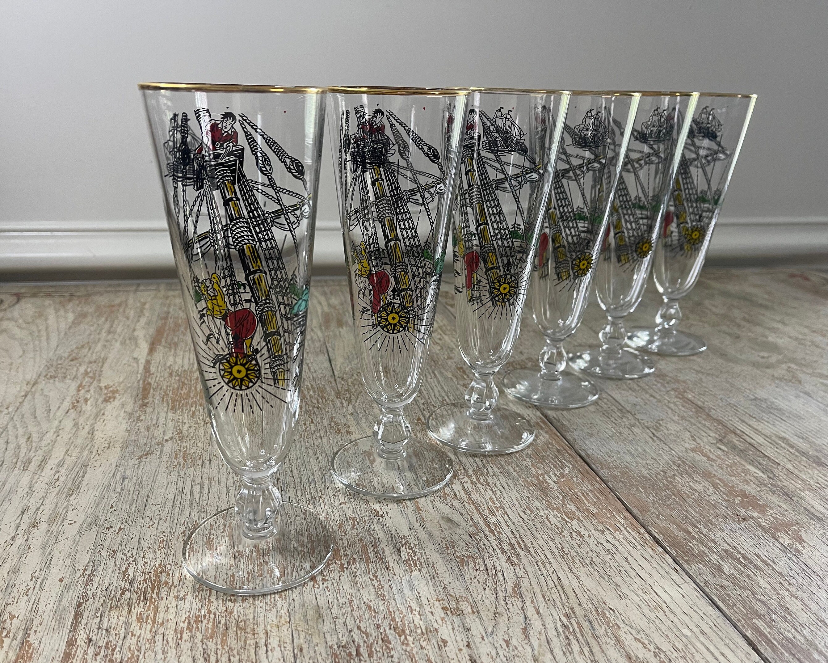 Vintage Libbey Treasure Island Pirate Tall Pilsner Glasses - Etsy