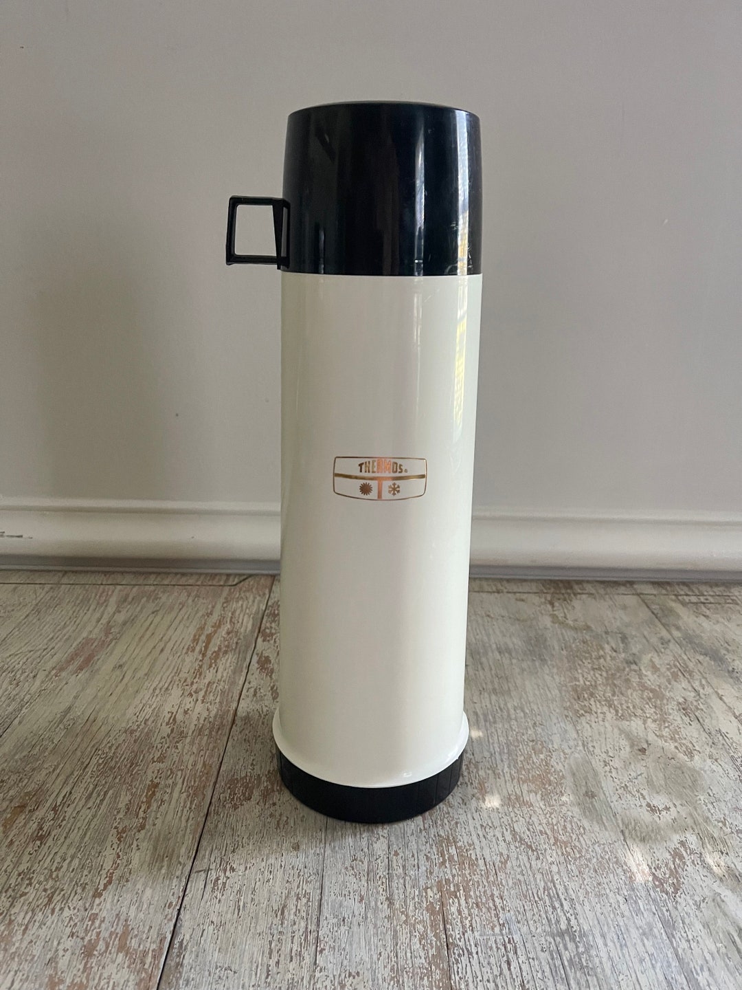 Vintage Black and White Thermos King Sealy | Large Insulated 1 Quart ...