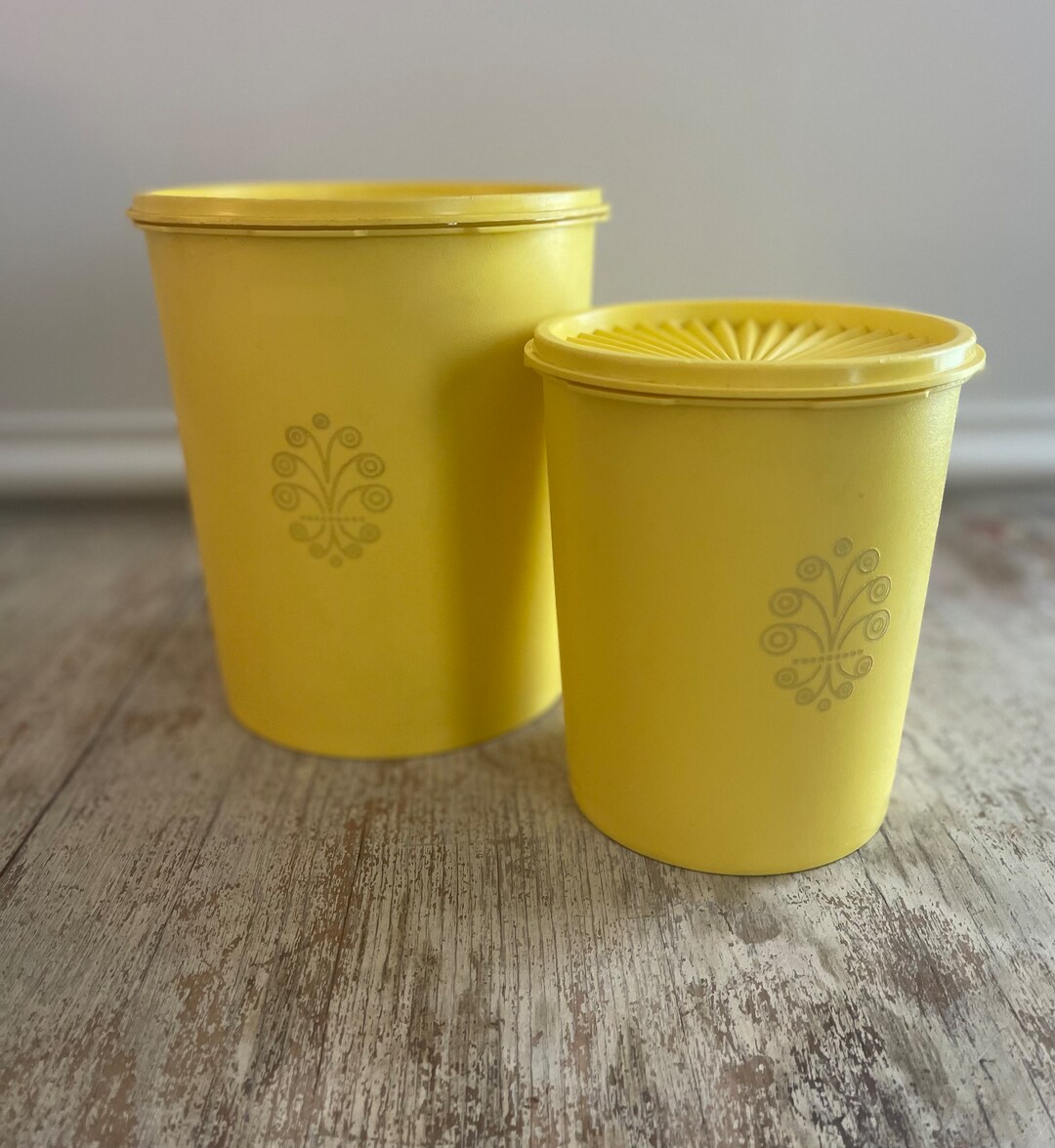 Vintage Tupperware Yellow Daisy Servalier Canister Set | 2 Piece ...