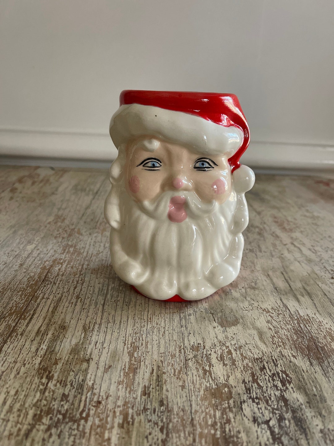 Vintage Santa Head Vase Pottery Planter Handmade Santa Face - Etsy