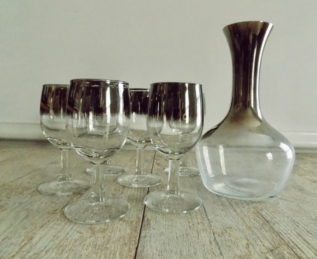 Vintage Vitreon Queen's Lusterware Carafe and Wine Glass Set | Mid ...