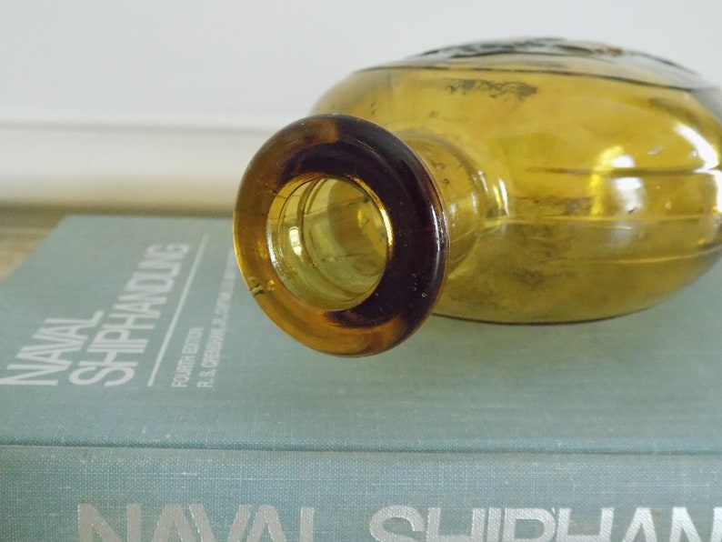 Vintage Amber Franklin Eagle Glass Flask Lestoil Glass Yellow Bottle ...