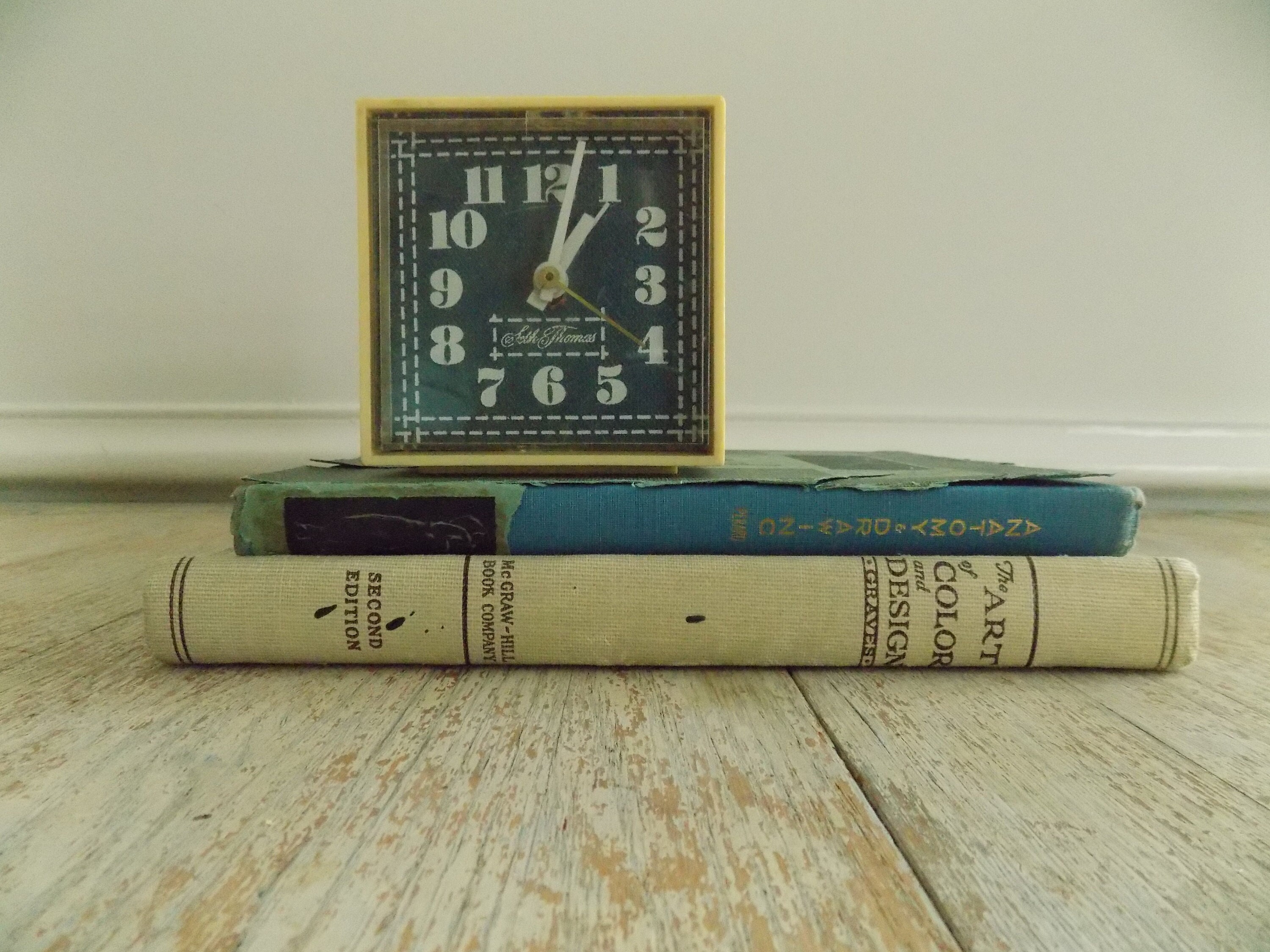 Vintage Seth Thomas Denim Face Analog Clock Mod Cube Clock Large Number ...