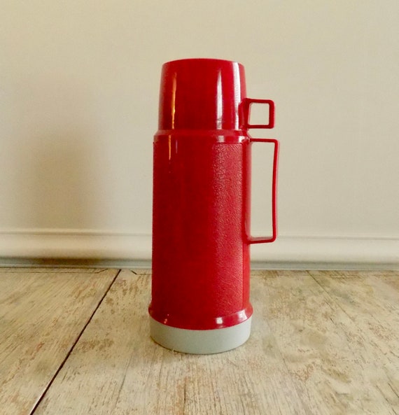Vintage Red Thermos Bottle 1 Liter Thermos With Cup Large | Etsy