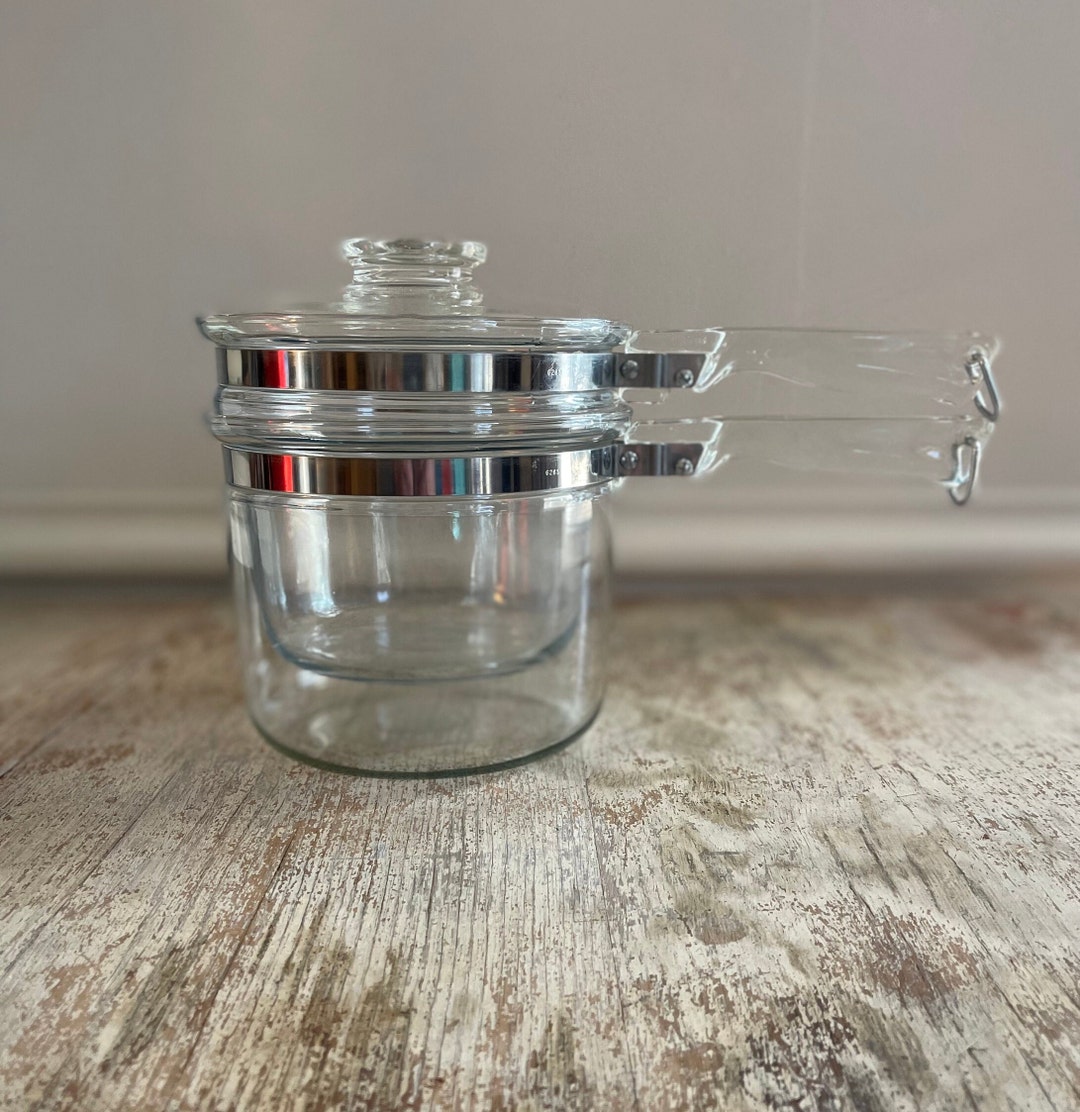 Vintage Pyrex Flameware Double Boiler 1.5 Quart With Insert and Lid ...