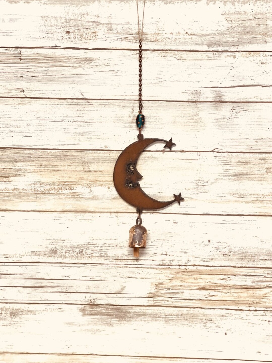 Moon Bell Rustic Metal Garden Chime - Etsy