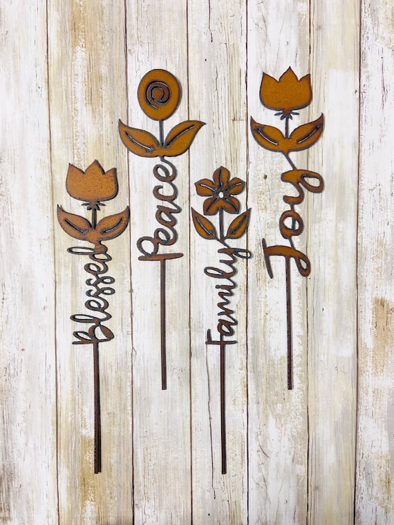 Flower Themed Plant Sticks made in the USA | Etsy