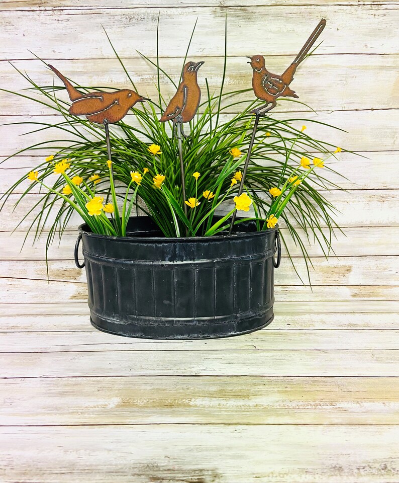 Bird Themed Rusted Plant Sticks Made in the USA | Etsy