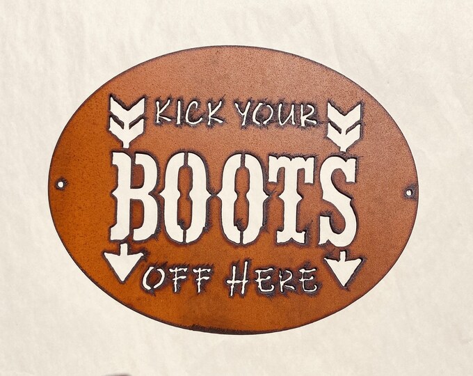 Old West Style Remove Your Shoes Sign With Cowboy Boots, Western Decor ...