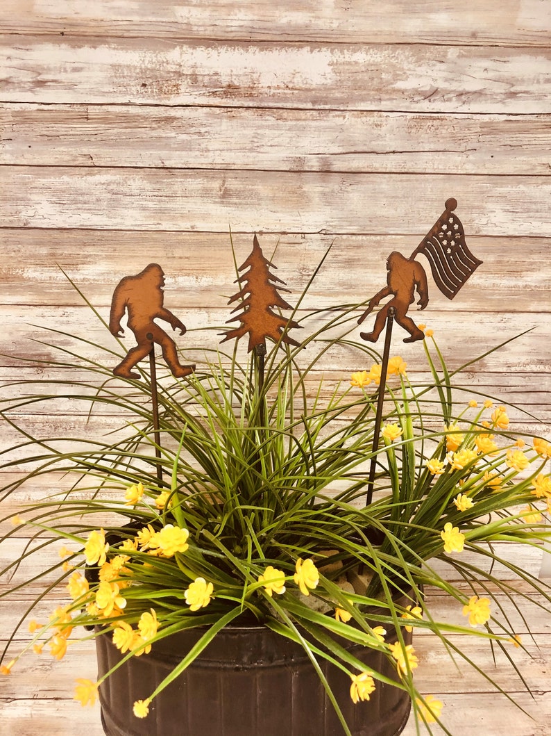 Rusted Metal Plant Sticks Made in the USA - Etsy