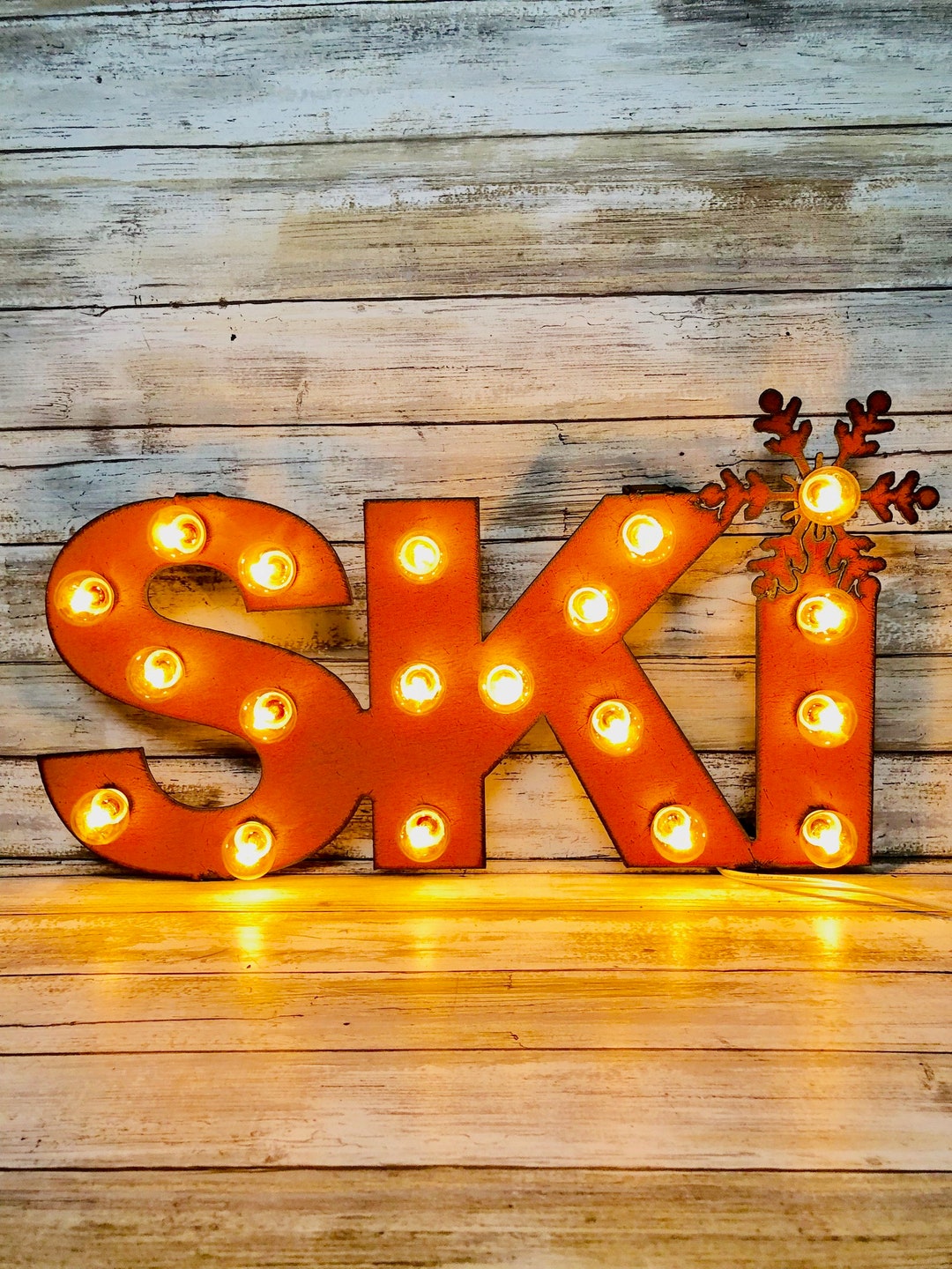 Ski Marquee Rusted Metal Vintage Inspired Lighted Sign - Etsy