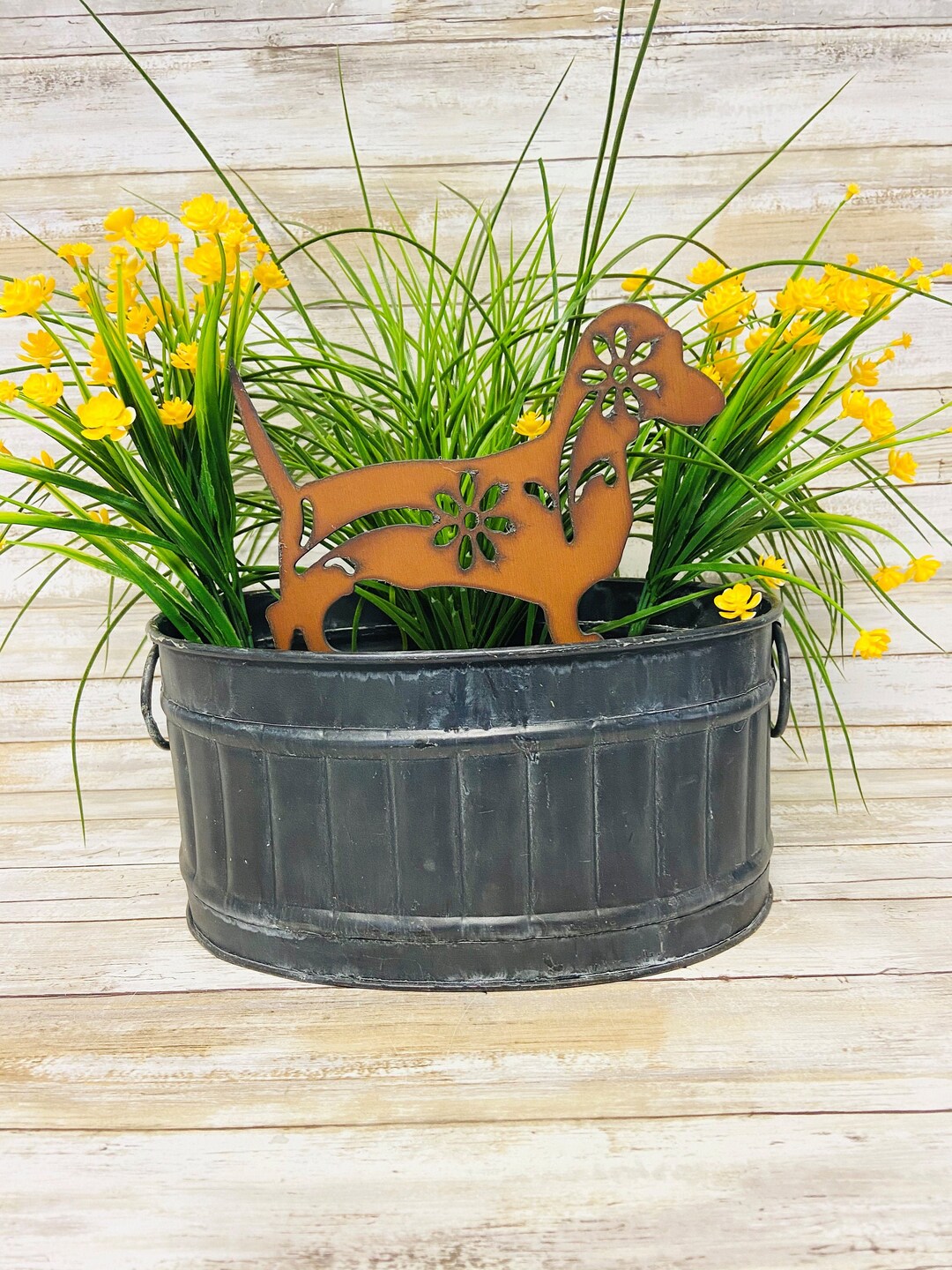 Dachshund Wiener Dog Rusty Metal Plant Stick Plant Stake Made in the ...