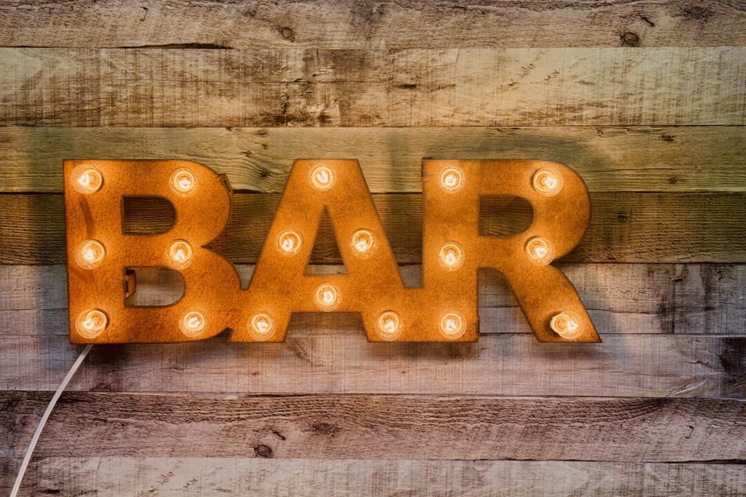 Bar Lighted Marquee Sign Rusted Recycled Vintage Inspired Bar Sign ...
