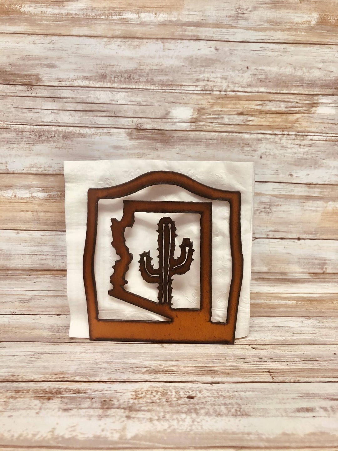 Arizona State Shape Outline With Cactus Napkin Holder - Etsy