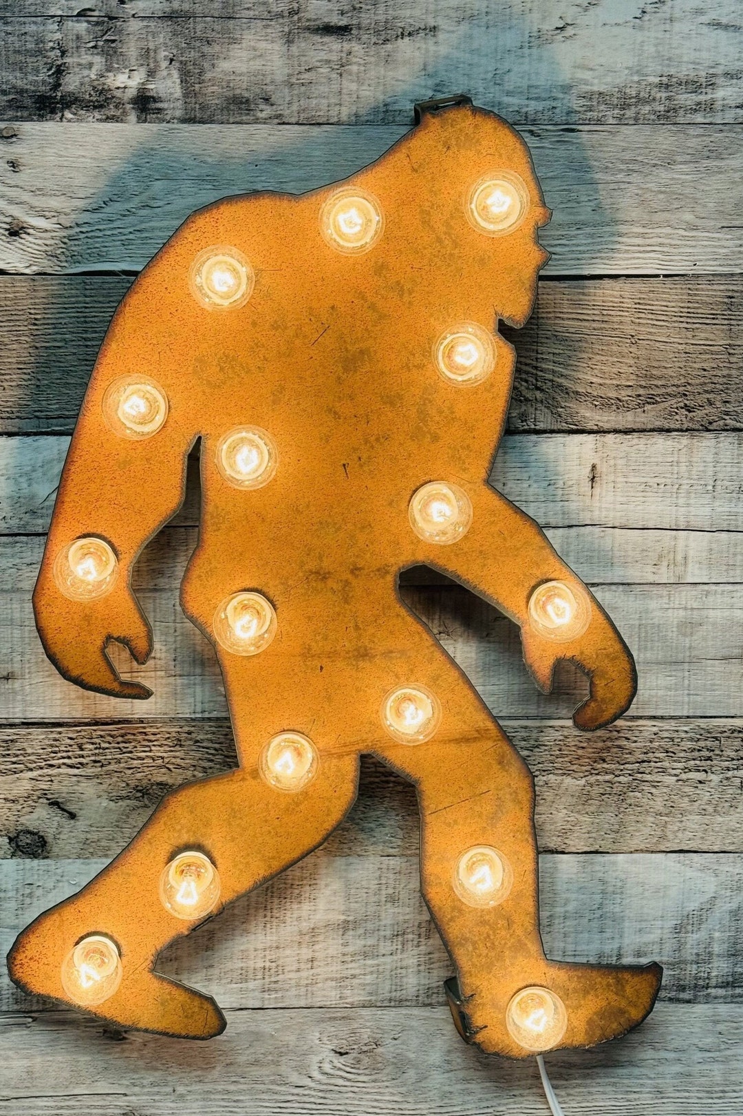 Bigfoot Yeti Sasquatch Rustic Metal Inspired Lighted Marquee Sign - Etsy