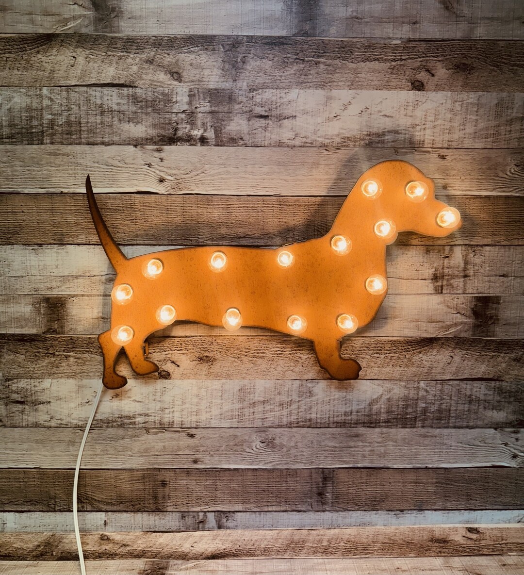 Dachshund Wiener Dog Lighted Marquee Rusted Metal Pet Sign Pet Shop ...