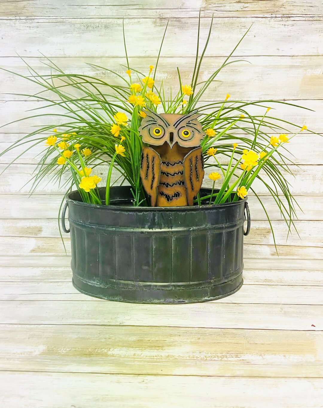 Owl Yard Art Rusted Metal Garden Decor - Etsy