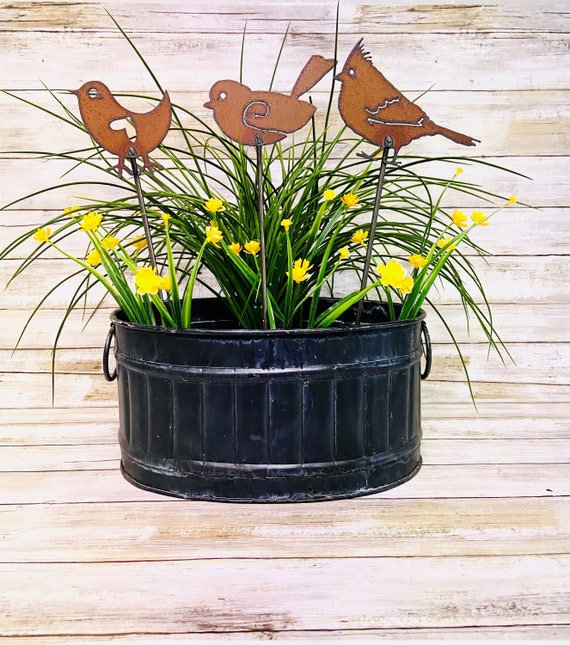 Bird Themed Rusted Plant Sticks Made in the USA | Etsy