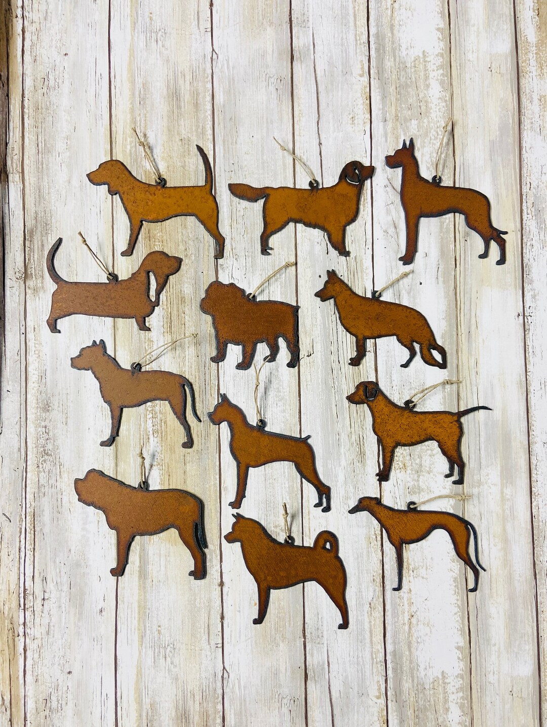Dog Breeds Rusty Metal Ornament Made of Recycled Metal Made in the Usa ...
