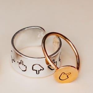 Middle Finger Ring - FU Gag Gift - Wide Band Aluminum - Hand Stamped ...