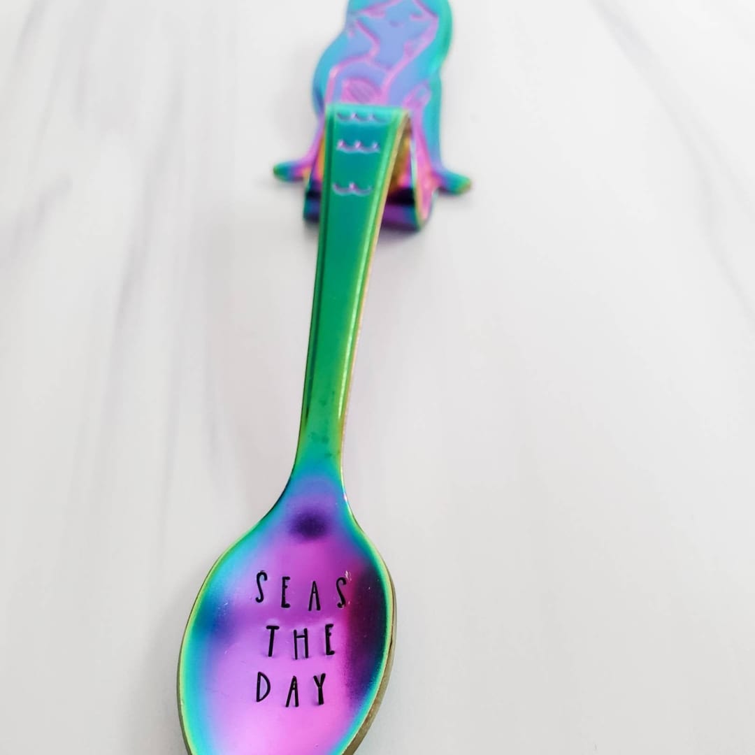 Seas the Day Mermaid Spoon: Hand-stamped Stainless Steel Tea Coffee ...
