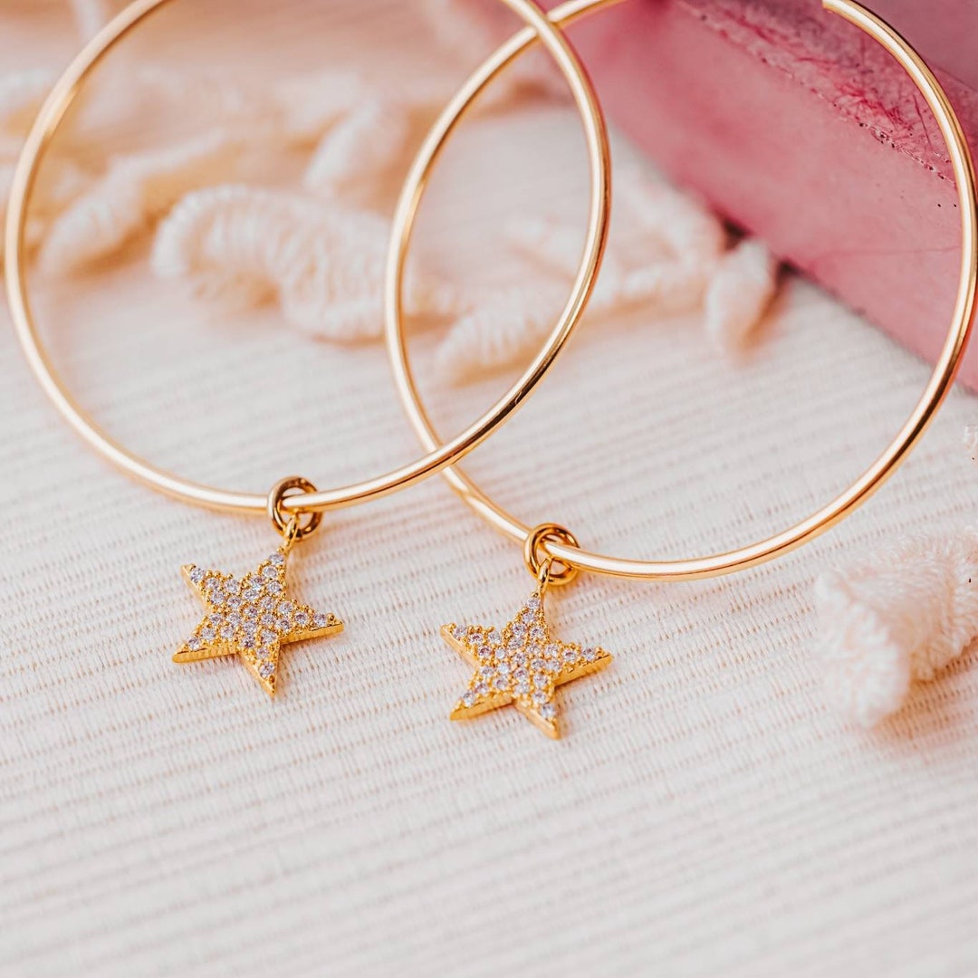 Gold Star Hoop Earrings: 14k Gold Filled Celestial Jewelry - Etsy