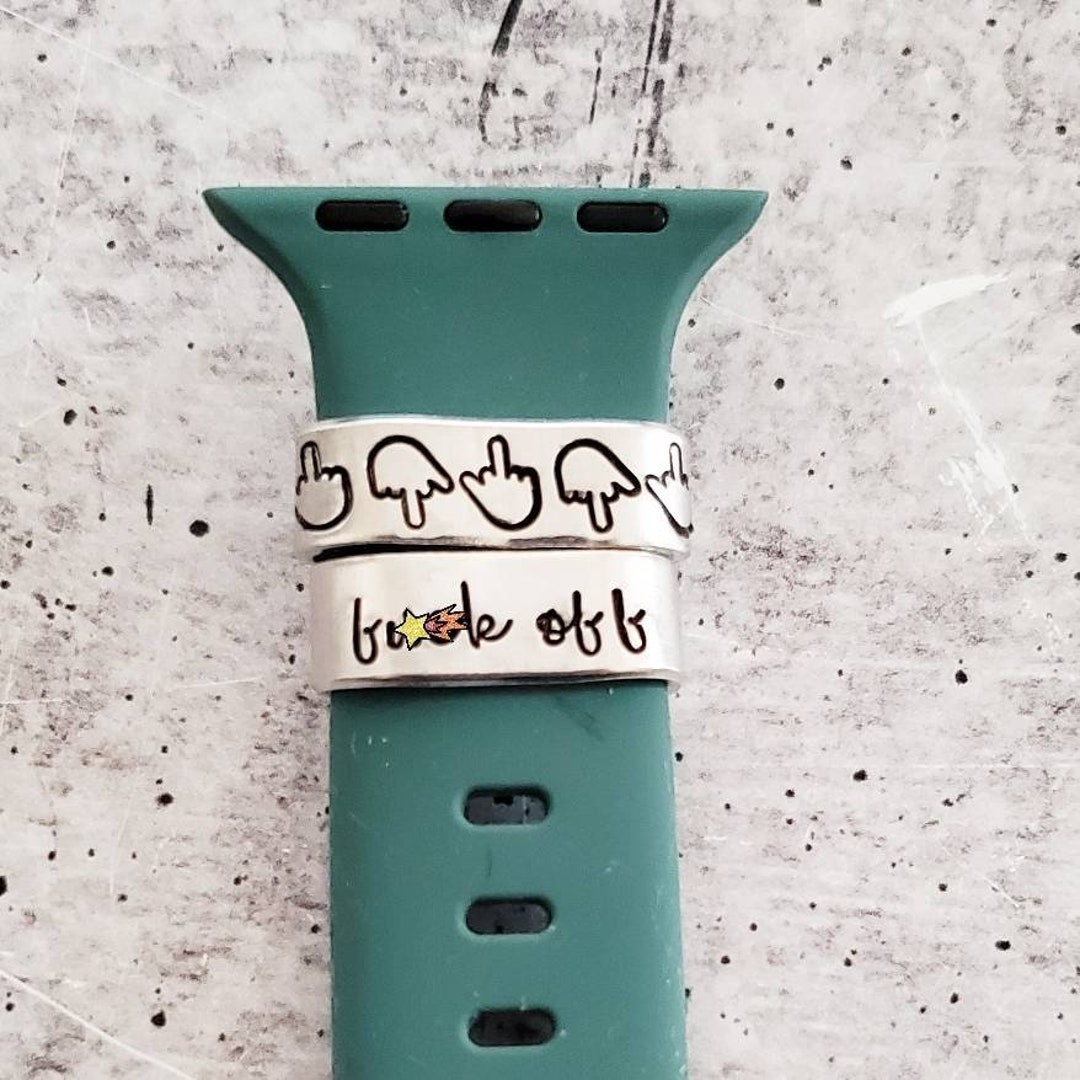 Middle Finger Smart Watch Band Charm: Hand Stamped Aluminum Tag - Etsy