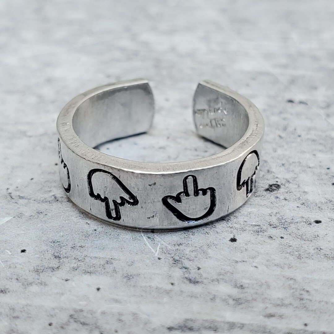 Middle Finger THIN Band Ring - F off Funny Jewelry - F*ck You Ring for ...
