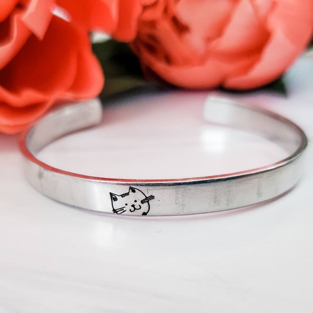 Handmade Kitty Face Cuff Bracelet: Cat Lover Jewelry - Etsy