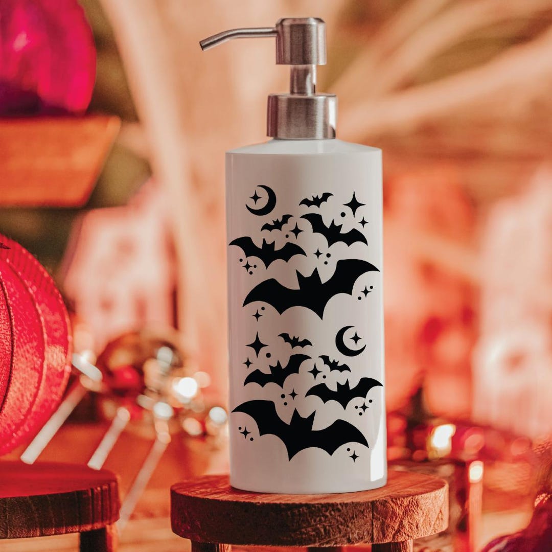 Starry Night Halloween Bats Soap Dispenser - Festive Gothic Spooky ...