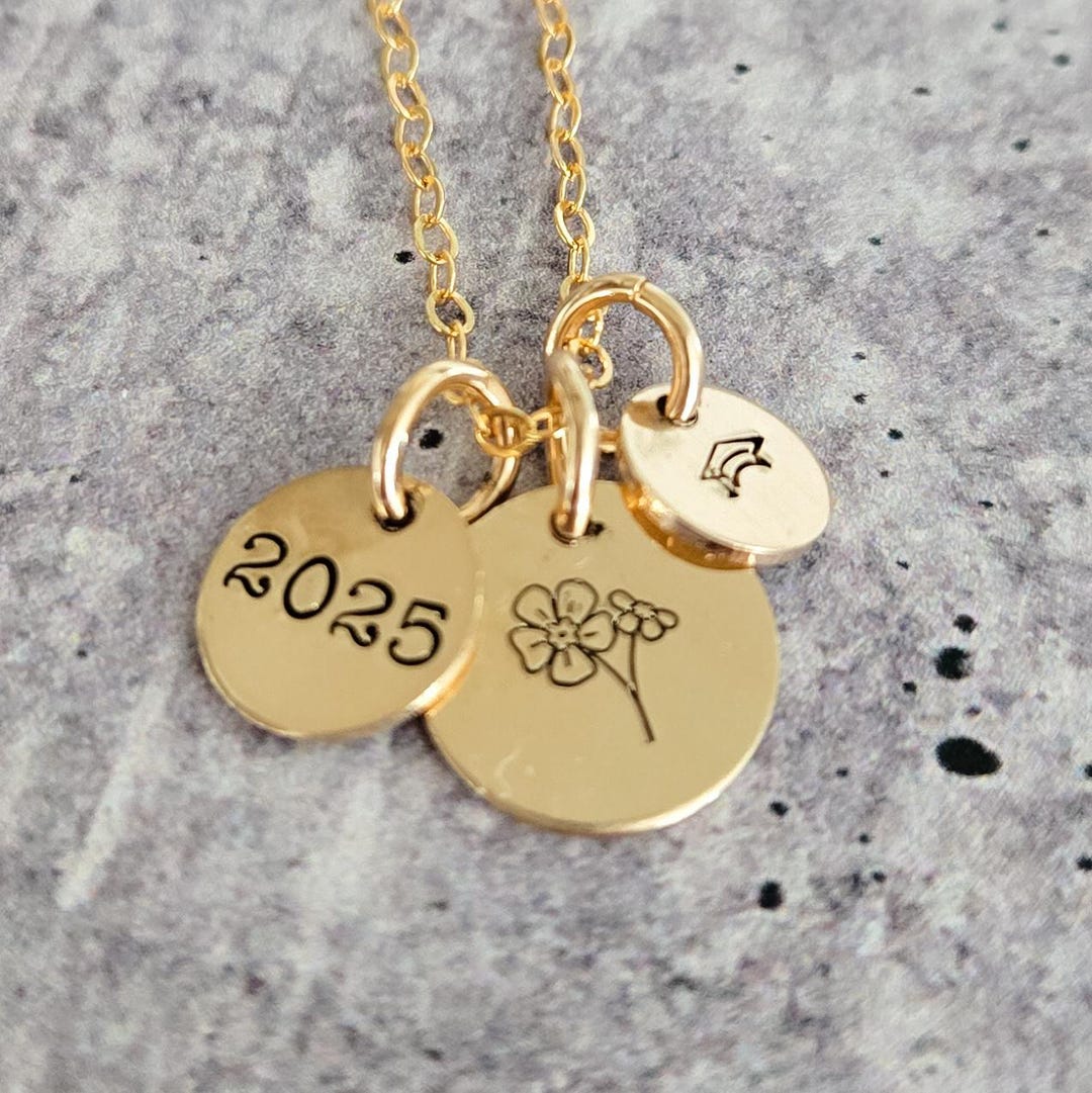 Personalized Graduation Initial Necklace: 2025 Grad Cap Jewelry - Etsy