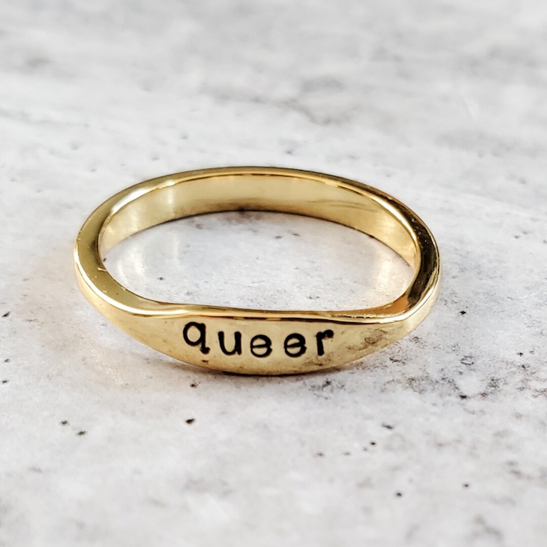 QUEER Dainty Ring LGBTQIA Pride Jewelry Cute Accessory for LGBTQ Gift ...