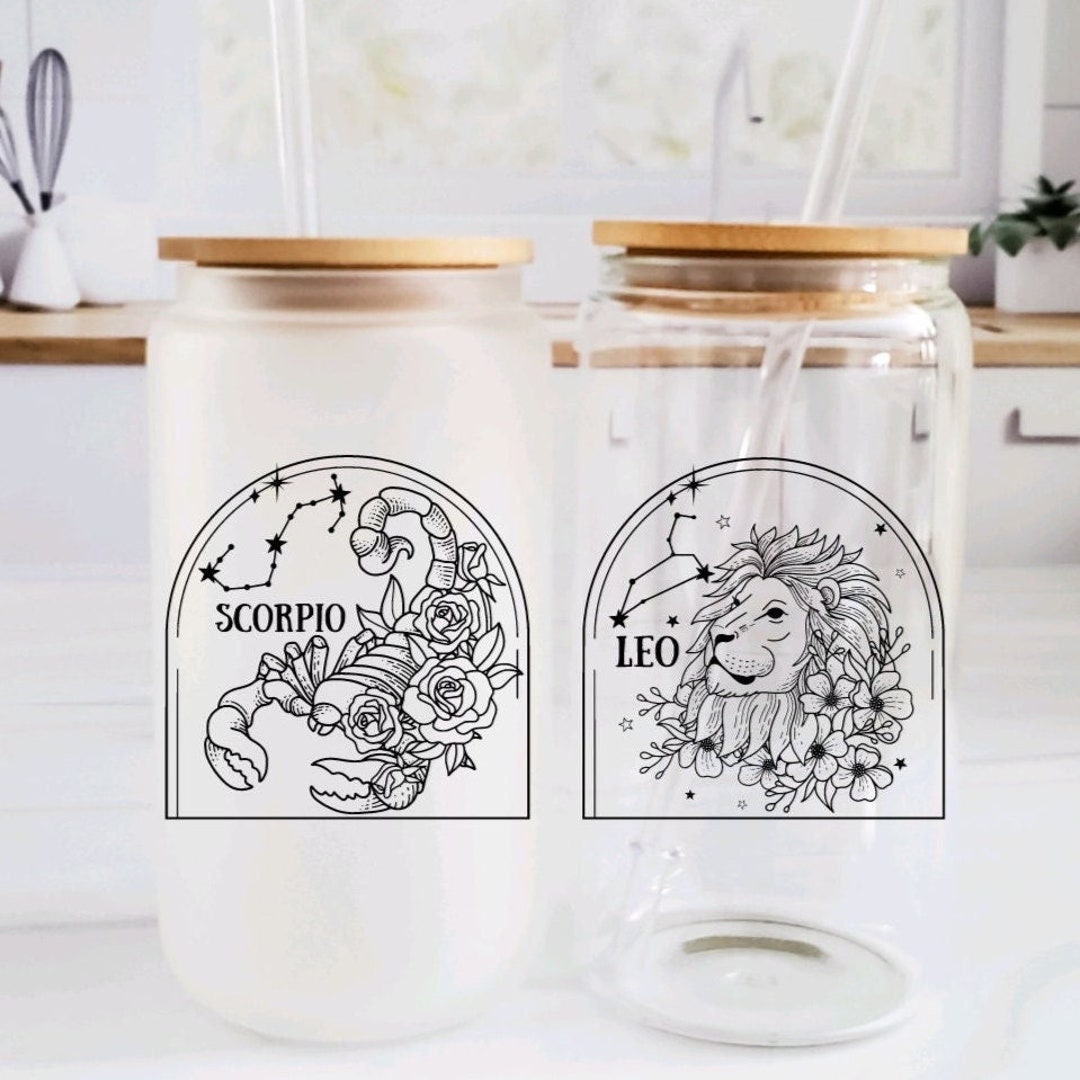 Zodiac Glass Iced Coffee Cup: Double Constellation Design - Etsy