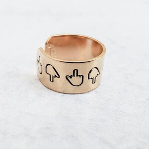 Middle Finger Ring FU Gag Gift Wide Band Aluminum Hand Stamped ...
