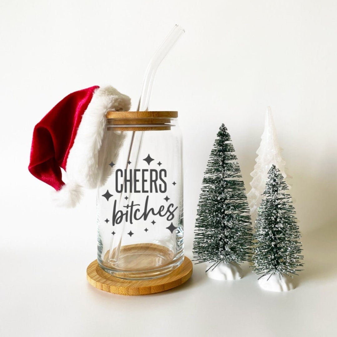 Cheers Bitches Christmas Glass Cup Gift Box for Friend - Funny Stress ...