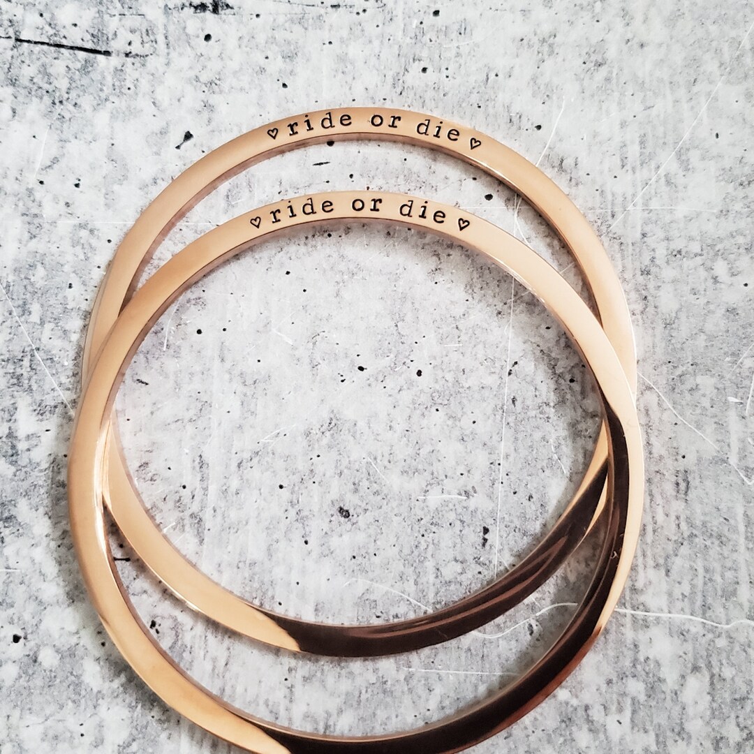 RIDE OR DIE Bangle - Cute Best Friend Jewelry - Personalized Friendship ...