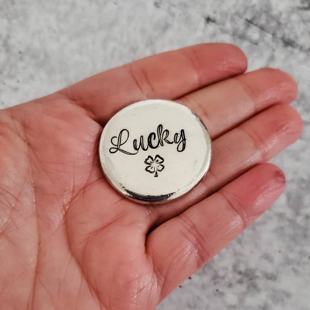 Lucky Pocket Stone: Pewter Four Leaf Clover, St Patrick's Day Gift - Etsy