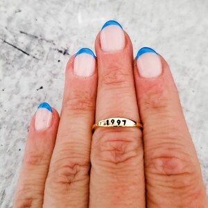 Date Ring - Dainty Gold Birth Year Ring - Custom Year Silver Stacking ...