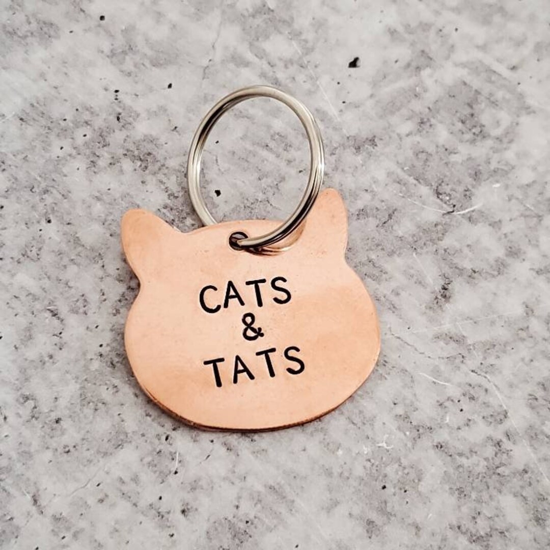 CATS & TATS Keyring Cat Head Accessory - Cat Lover Copper Keychain ...