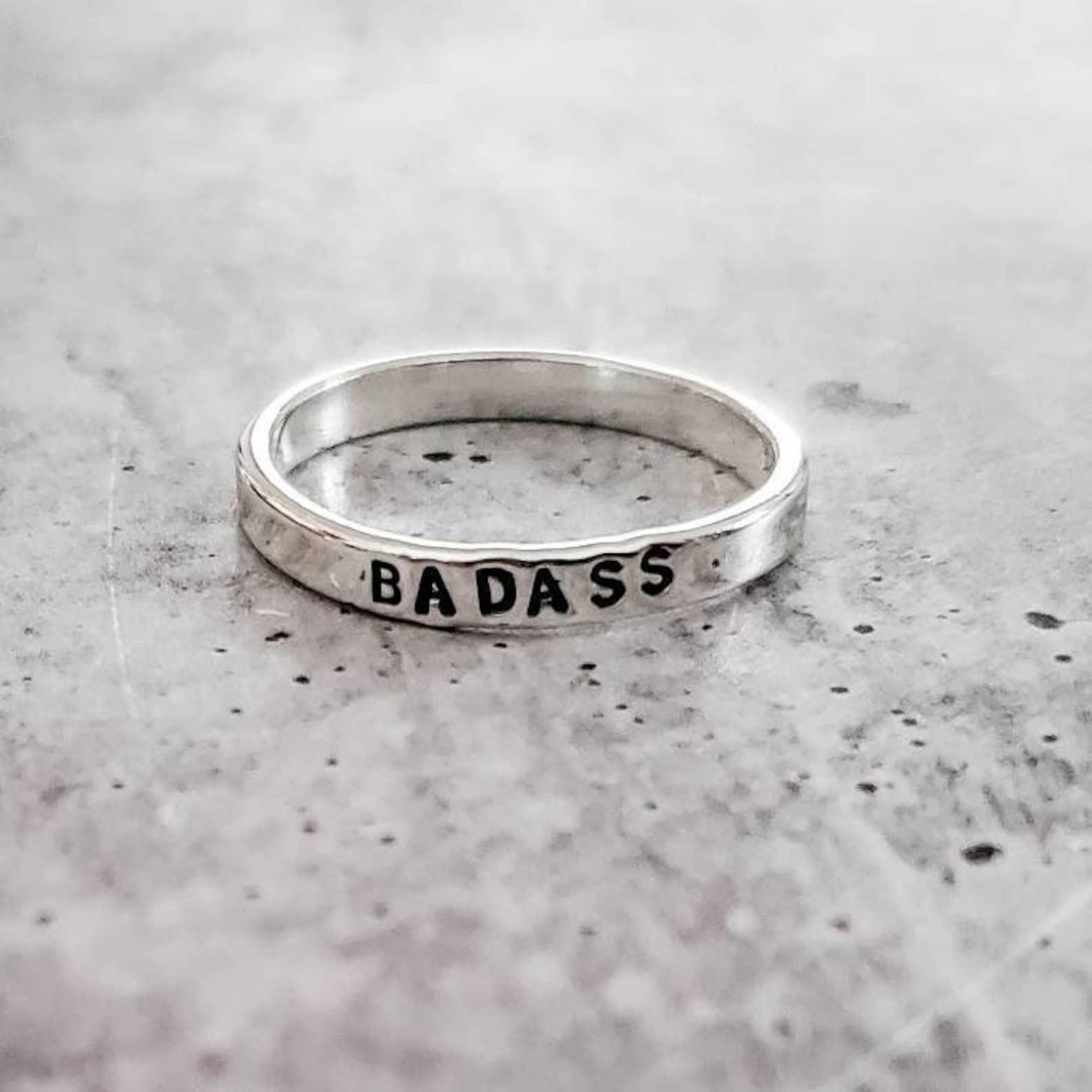 BADASS Silver Ring - Custom Sterling Silver Name Ring - Personalized ...