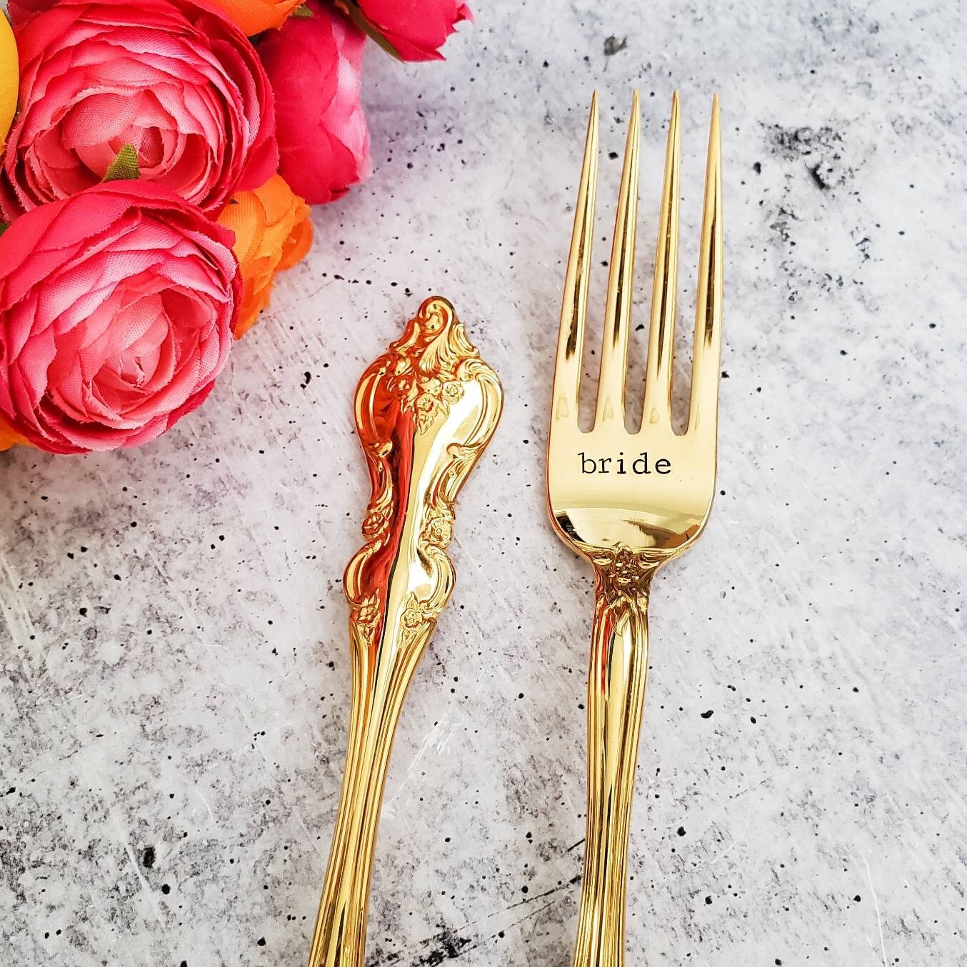 Gold Vintage Forks for Bride and Groom Wedding Present | Etsy