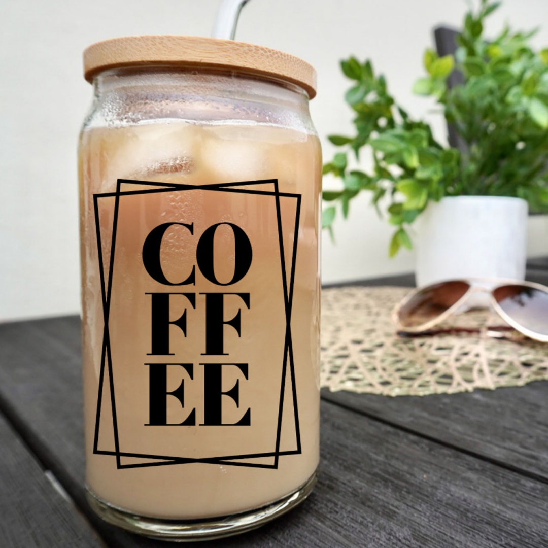COFFEE Glass Can Cup - Trending Iced Coffee Snowglobe Glitter Glass ...
