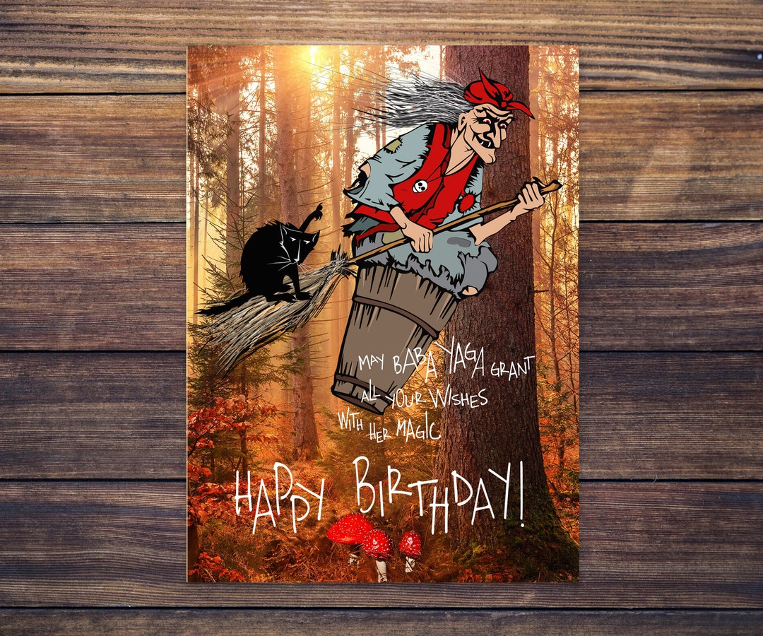 Baba Yaga Birthday Card – Russian Folklore Greeting Card - Etsy