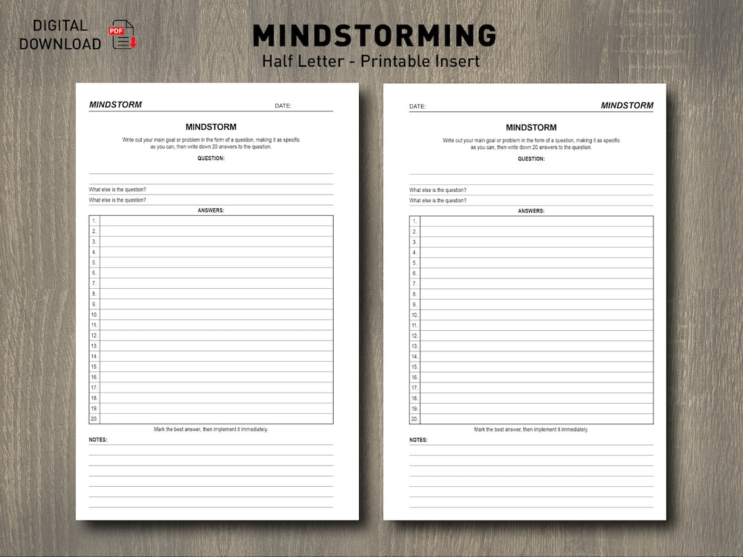 Mindstorming Printable Insert : Ultimate Productivity | Printable ...
