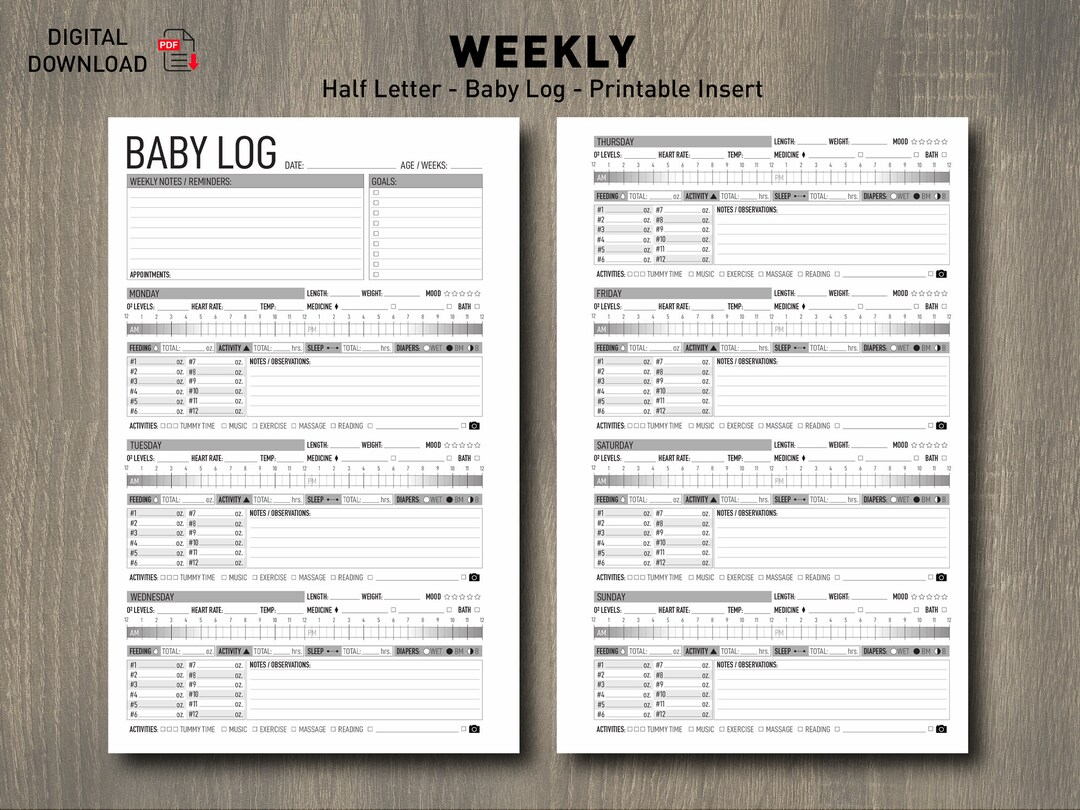 Weekly Baby Log: Capture Every Milestone | Printable Planner | Baby ...
